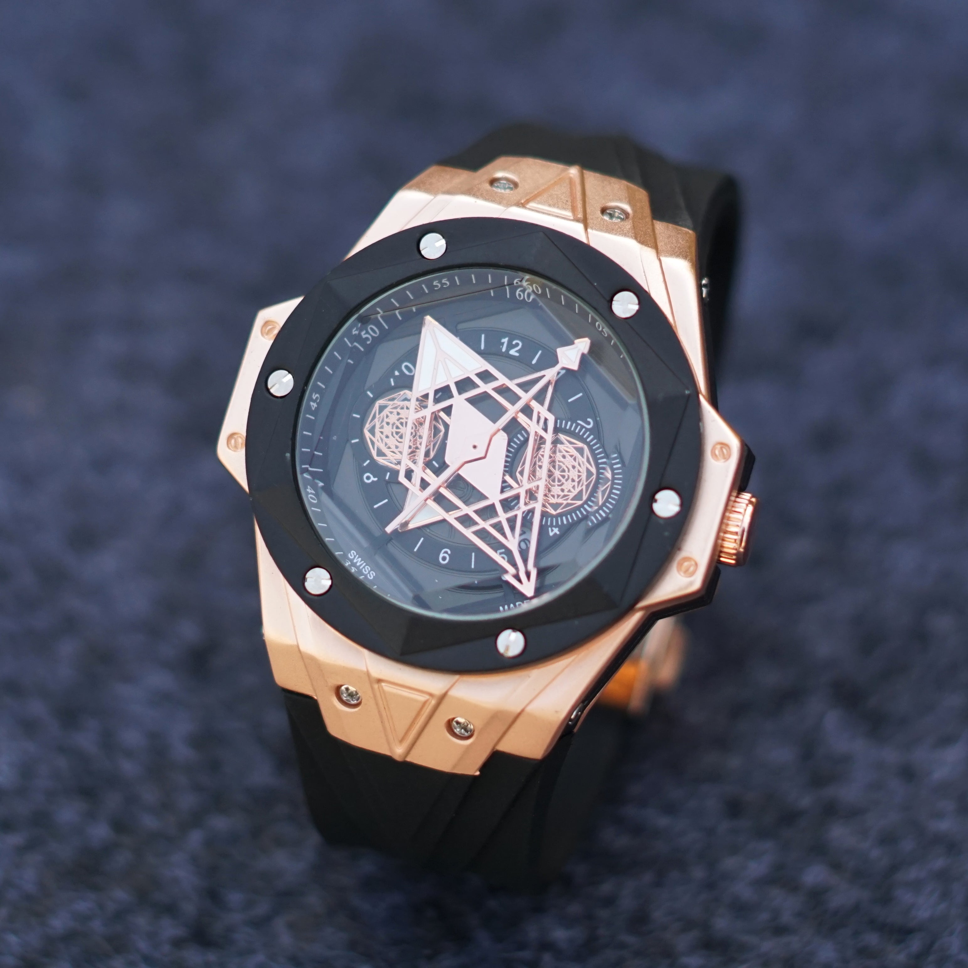 Daily Times Black And Rose Gold Mens Watch
